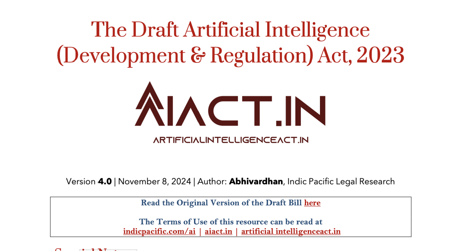[AIACT.IN V4] Draft Artificial Intelligence (Development & Regulation ...
